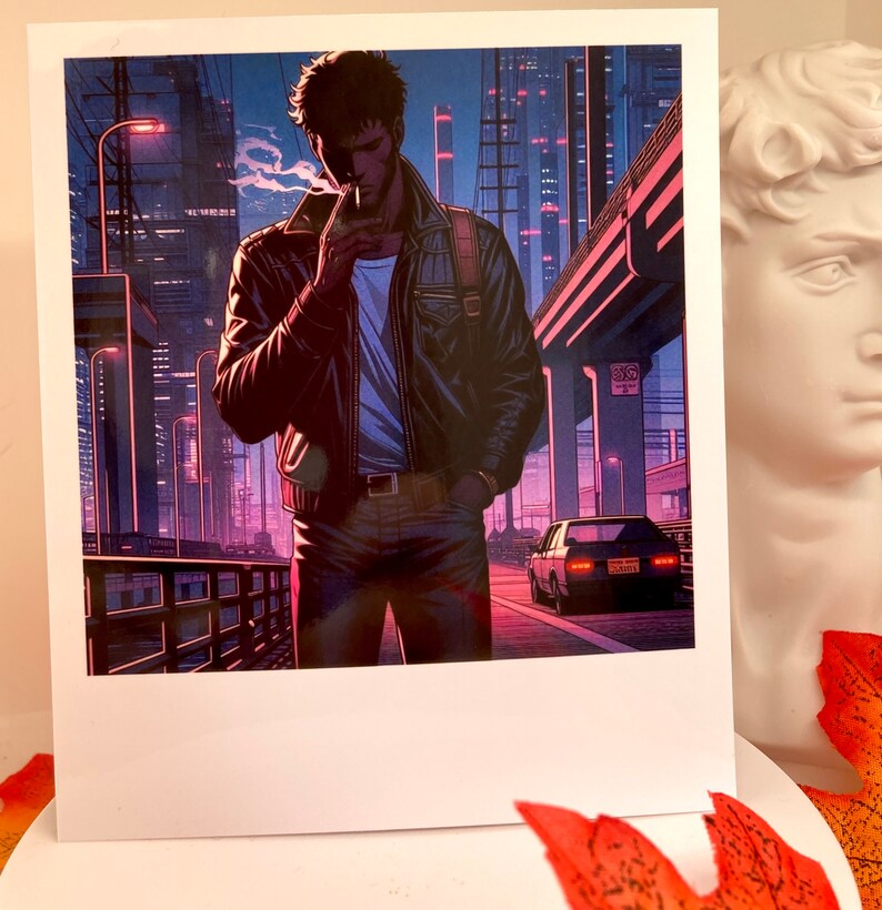 PARASITE/ Vaporwave Vintage Hot Anime Guy Polaroid Art/ Nightscape ...