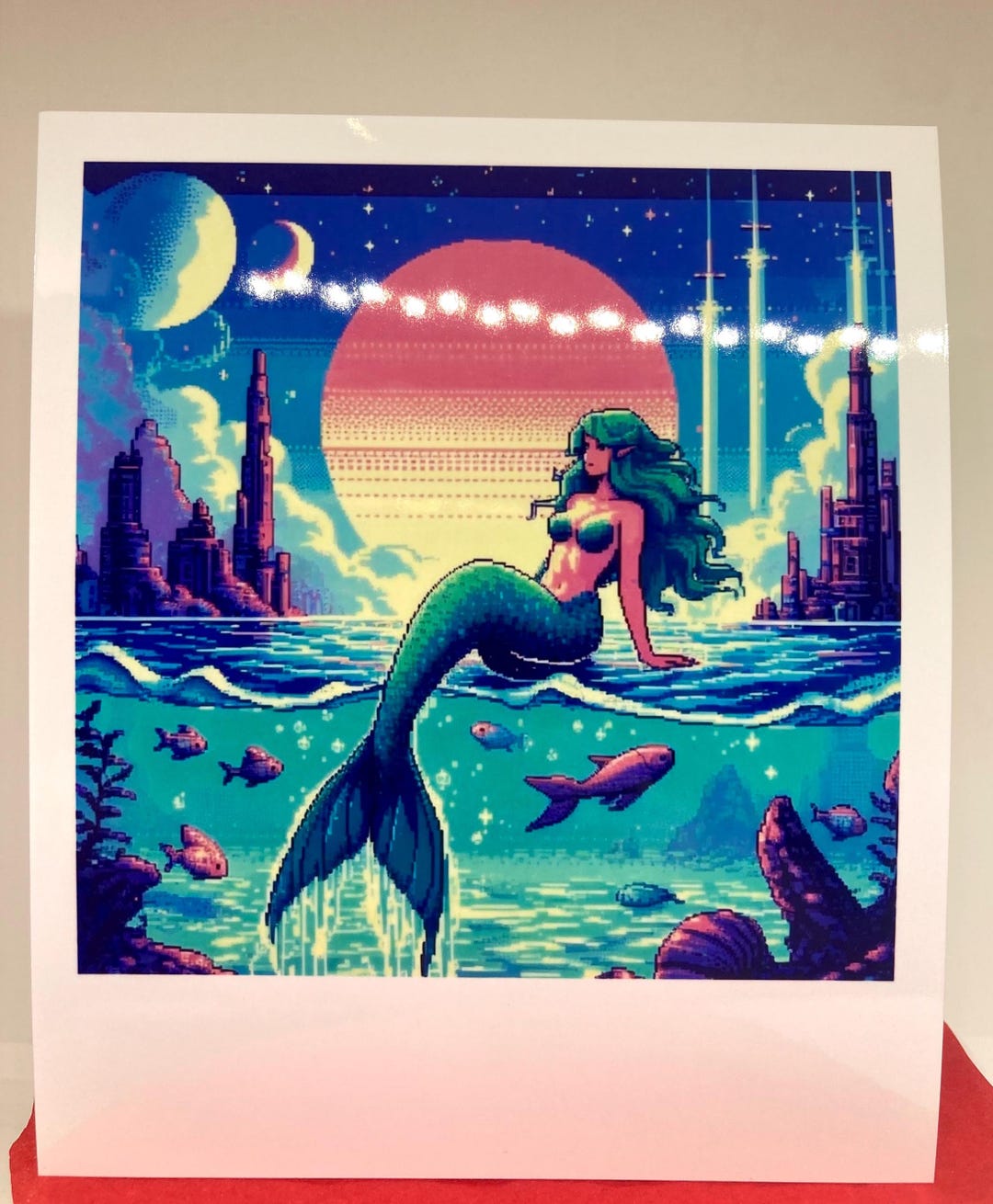MERMAID CALLING 2 Vaporwave Fairycore Pixel Art Polaroid. Vintage Neon ...