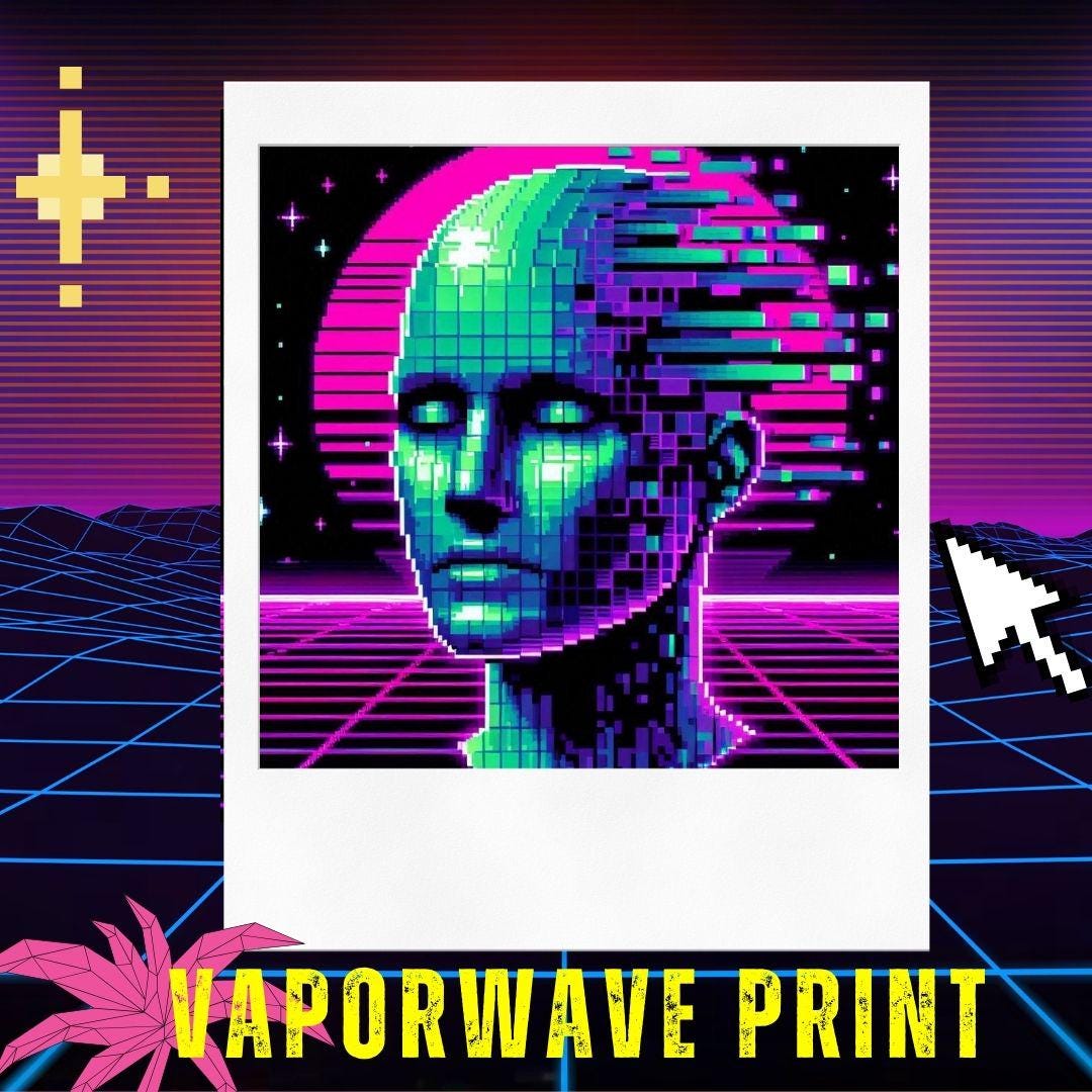 VAPORWAVE Glitch.vaporwave Synthwave Polaroid.retrowave Bathroom Art ...
