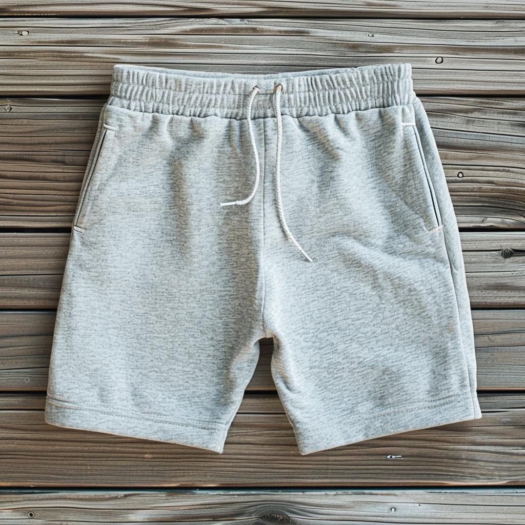 Mockup of White Grey Wool Shorts With Gray Wooden Background Digital ...