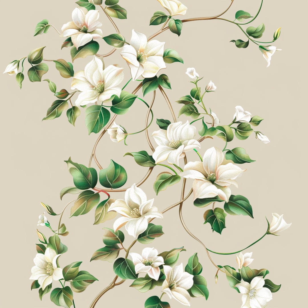White Floral Pattern Digital Download - Etsy