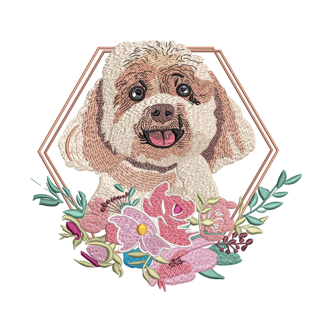 Floral Labradoodle Embroidery Designs, Dog Machine Embroidery Design ...