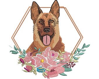 Floral Border Collie Embroidery Designs, Dog Machine Embroidery Design ...