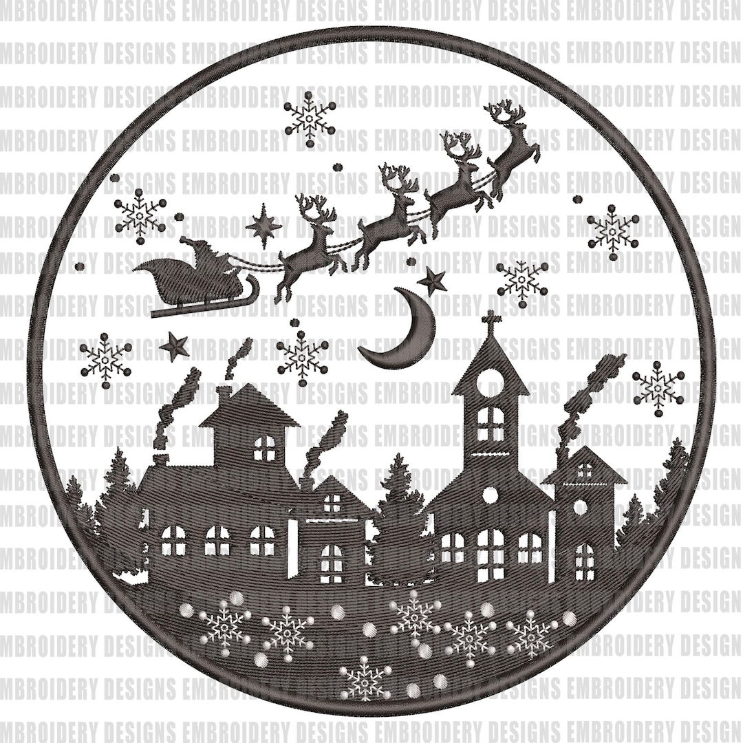 Winter Scene Embroidery Designs, Christmas Scene Machine Embroidery ...