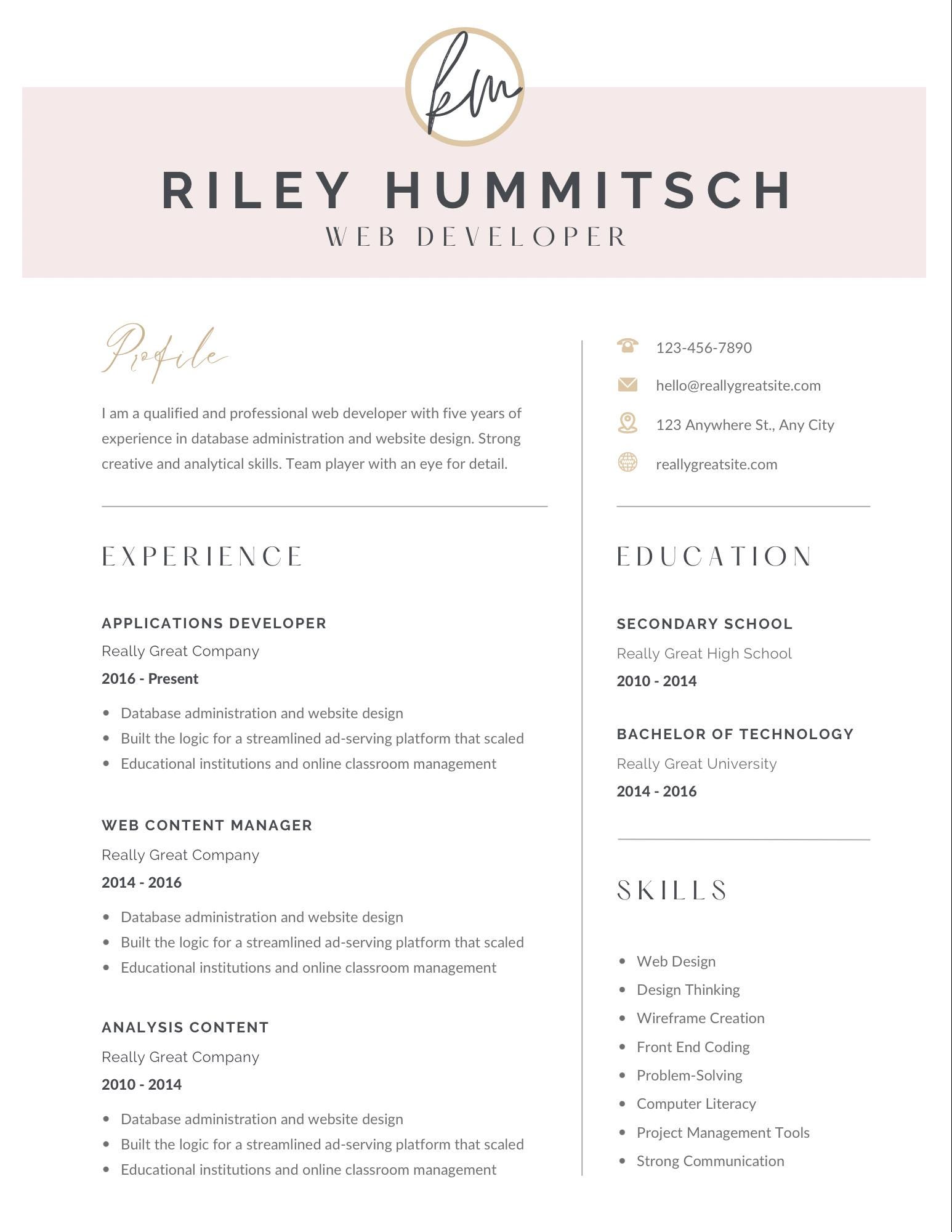 Resume Template - Etsy