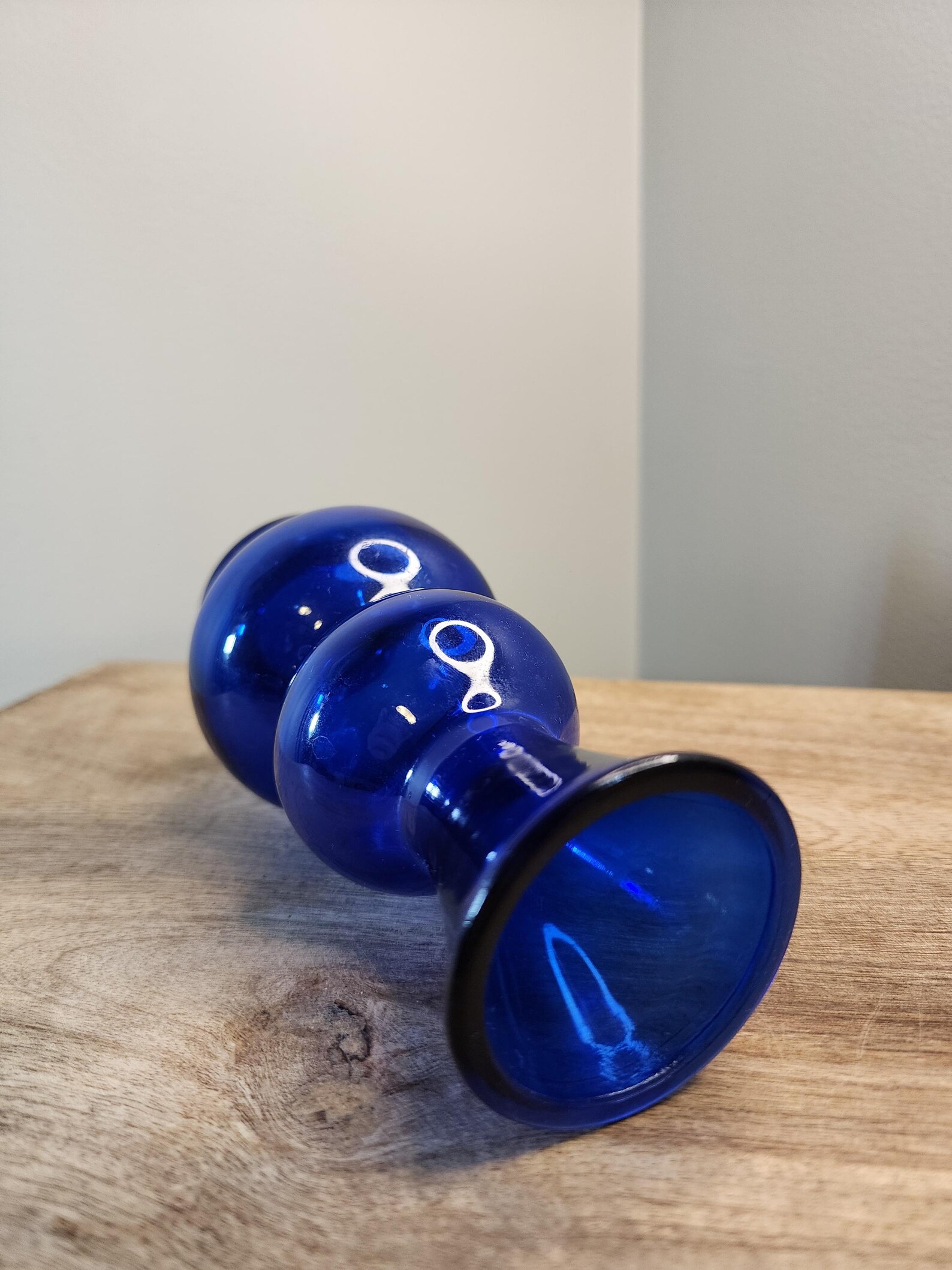 Vintage Cobalt Blue Double Bubble Glass Vase - Etsy