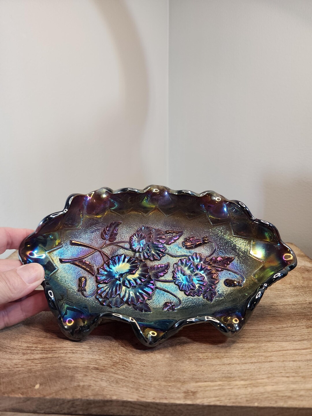 Vintage Imperial Pansy Patterned Pickle Dish or Relish Tray by Fenton ...