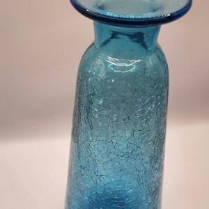 1960's Crackle Glass Decanter by Rainbow Art Glass Company in Blue ...