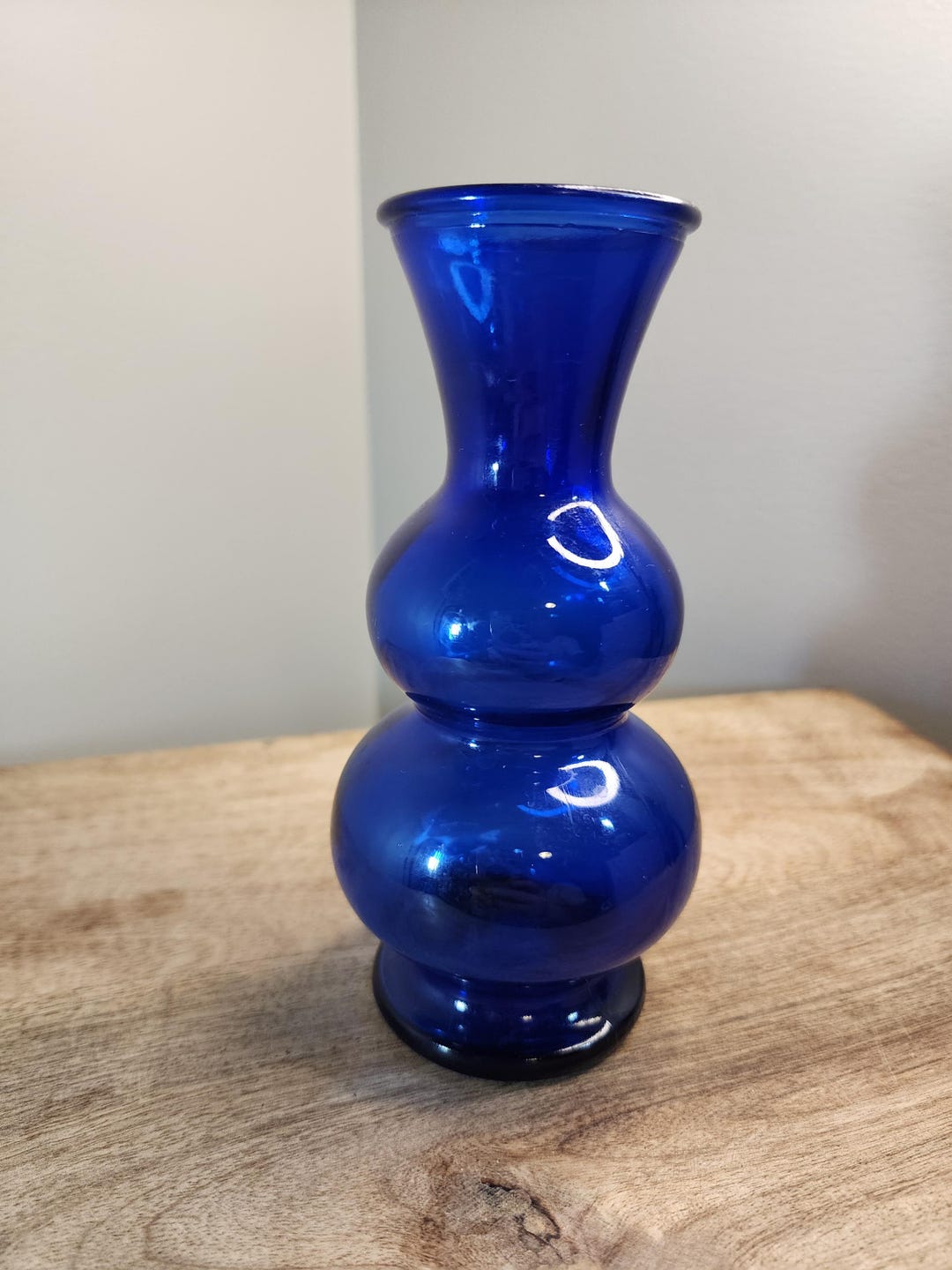 Vintage Cobalt Blue Double Bubble Glass Vase - Etsy