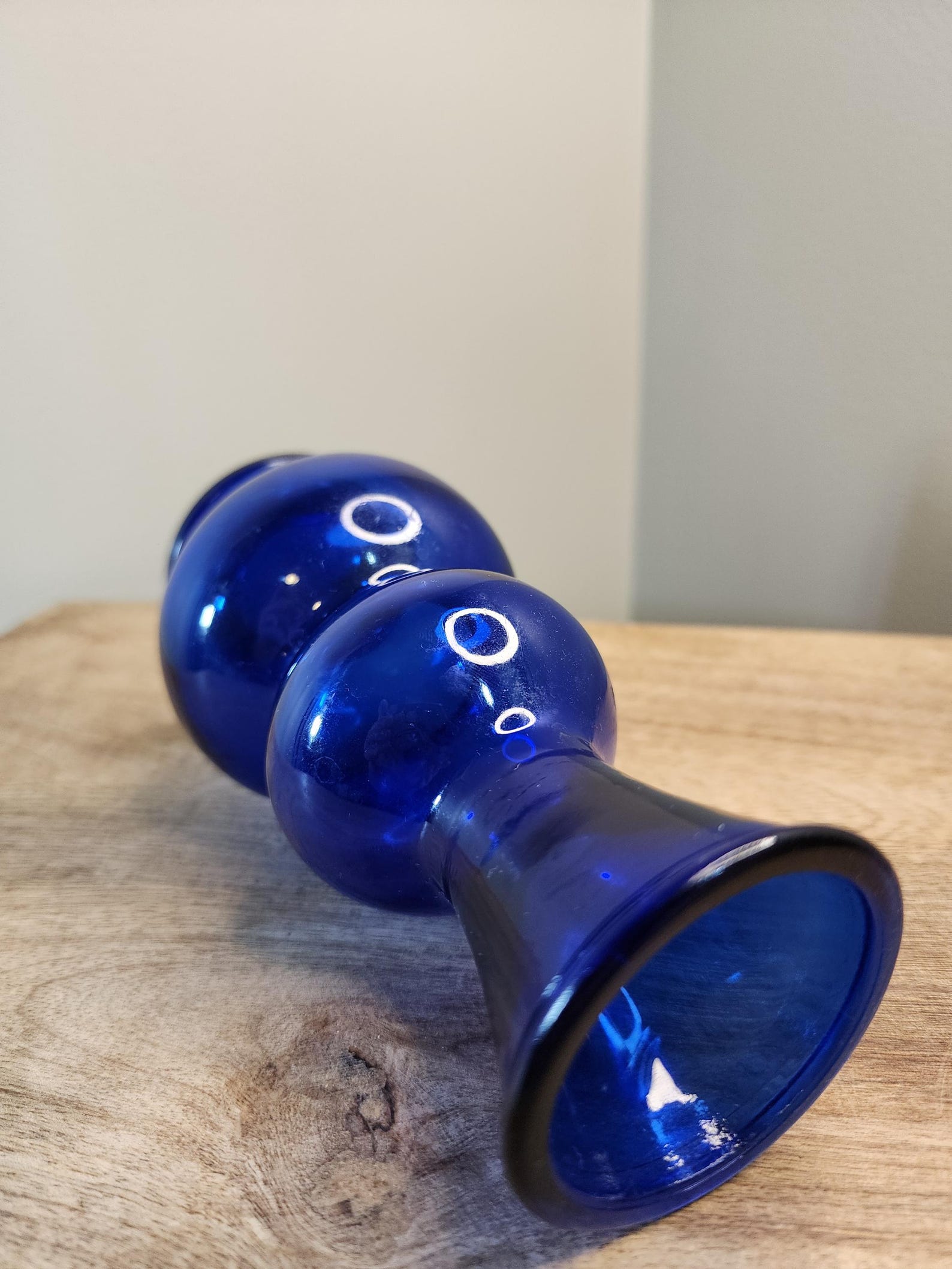 Vintage Cobalt Blue Double Bubble Glass Vase - Etsy
