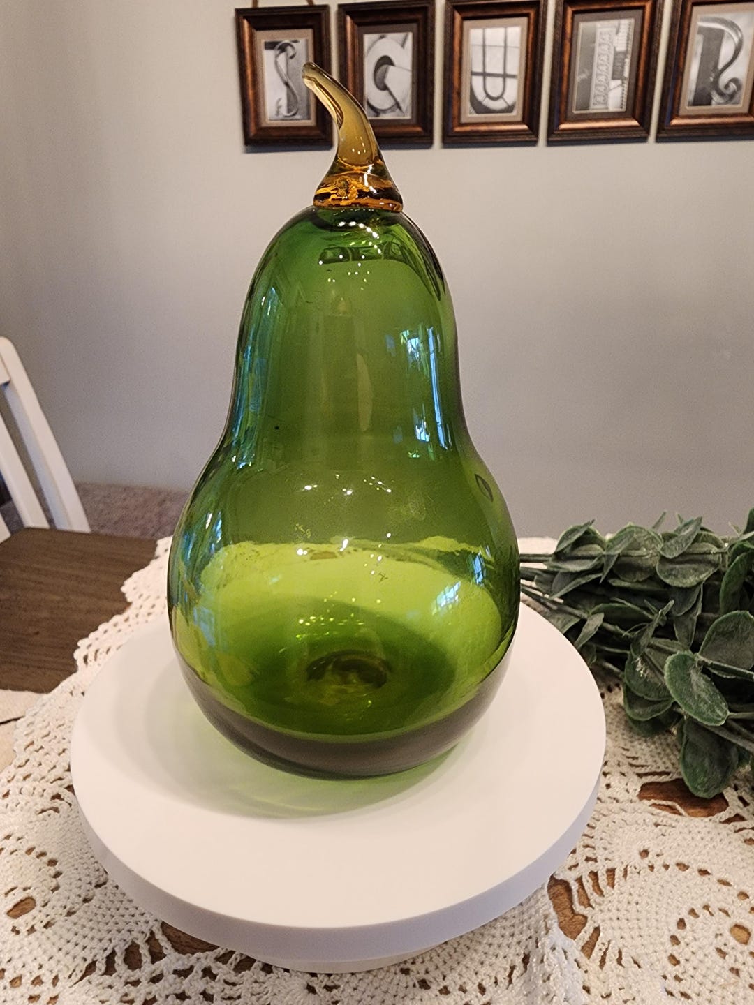 Vintage Green Glass Pear. - Etsy