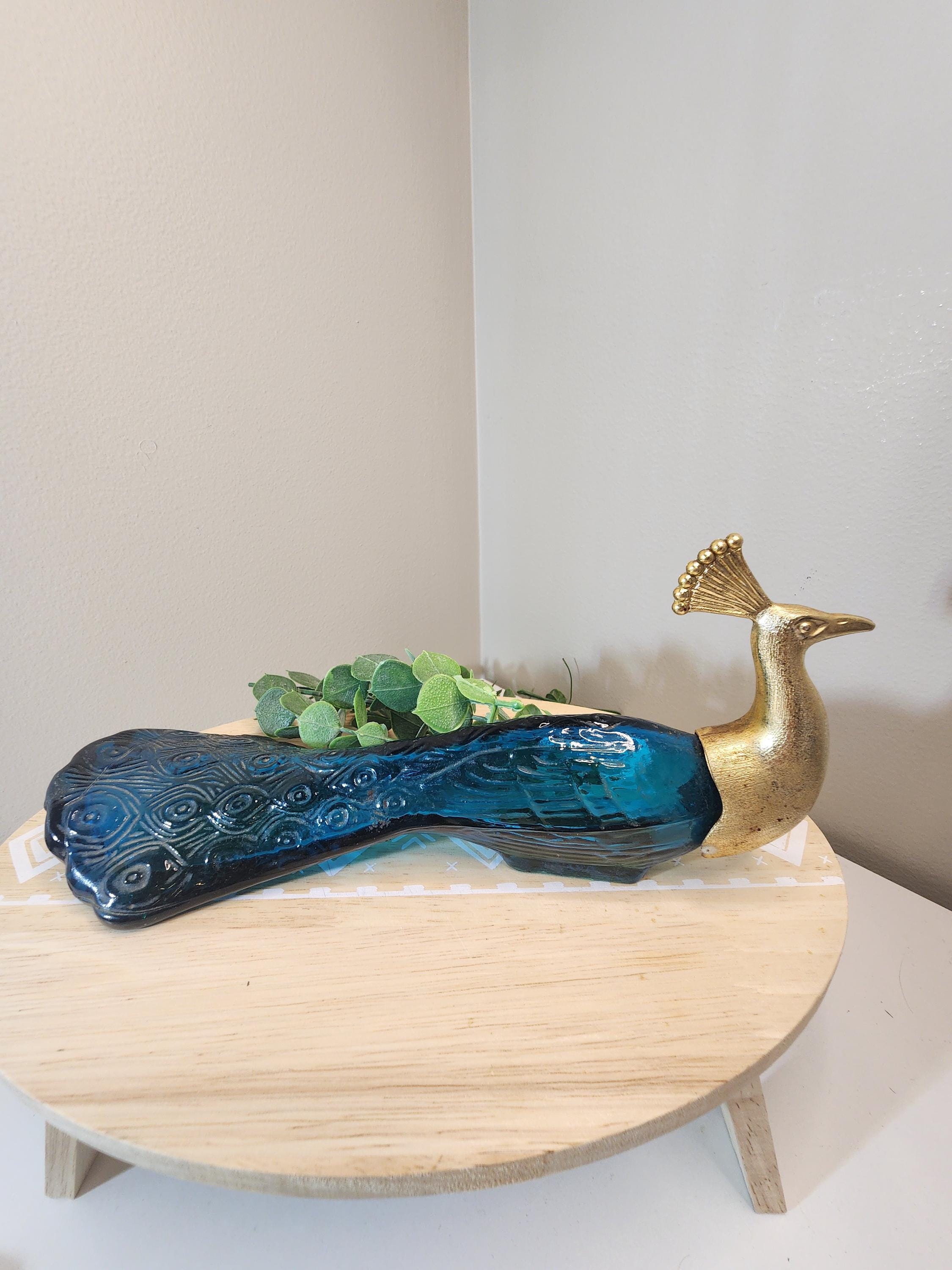 Vintage Avon Peacock Moonwind Cologne Royal Turquoise Blue Glass Bottle ...