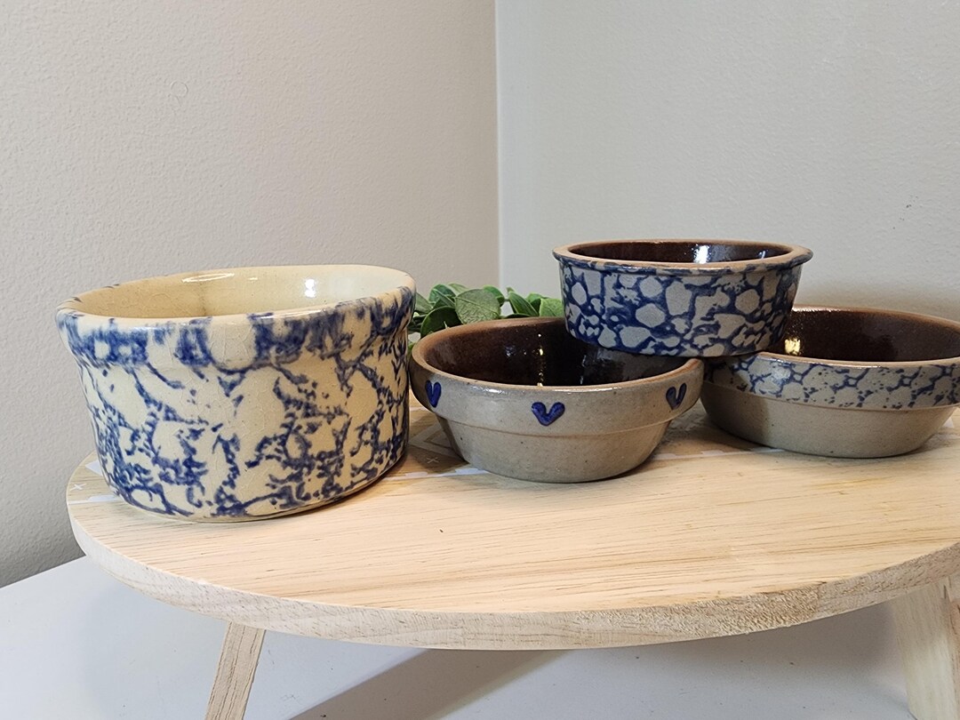 Vintage Mini Spongeware Crocks Stoneware - Etsy