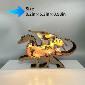Wooden 3D Carved Flying Dragon With LED Lights,wood Animals Desk Decor ...