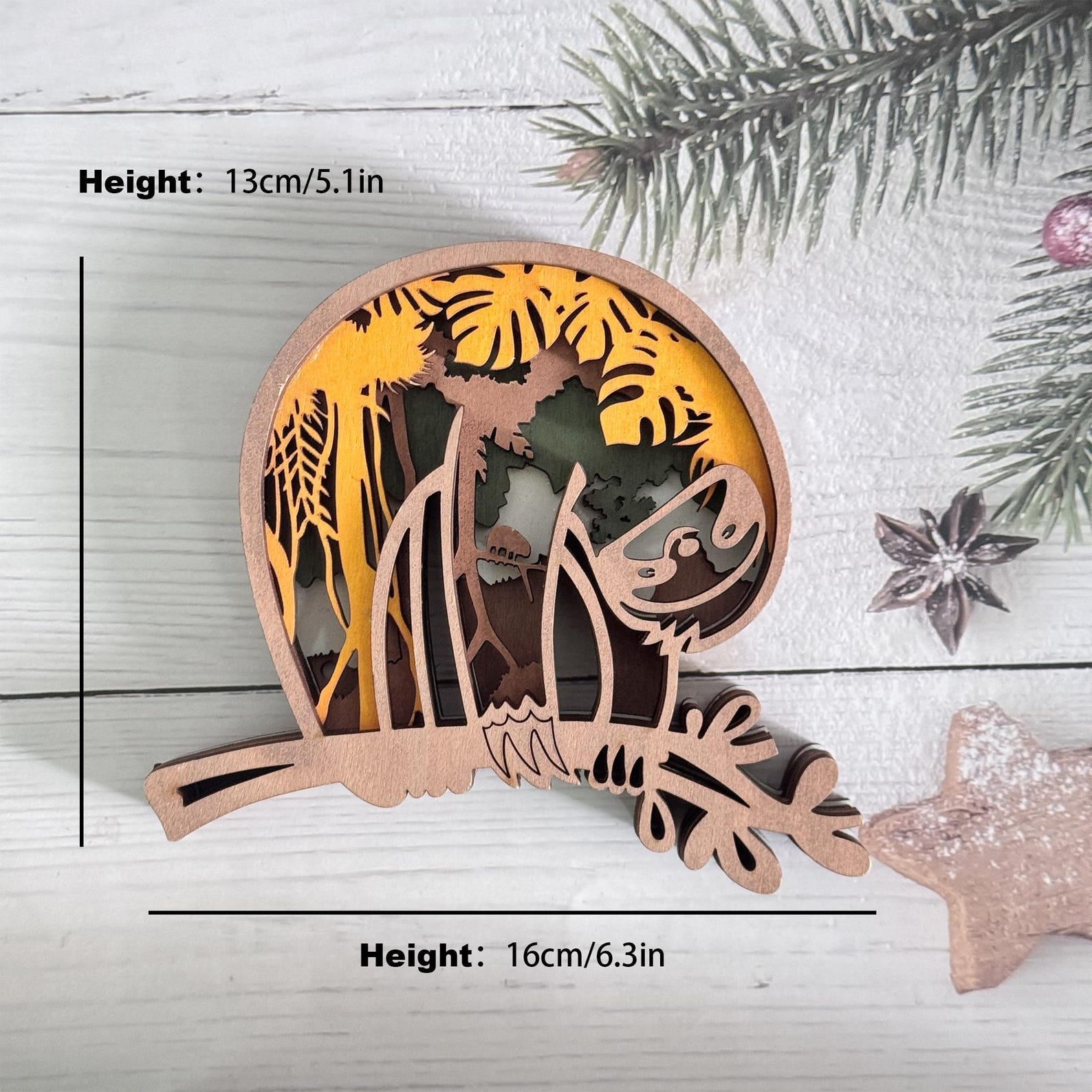 Custom Wooden 3D Sloth Animal Lights,hand-carved Wooden Animals ...