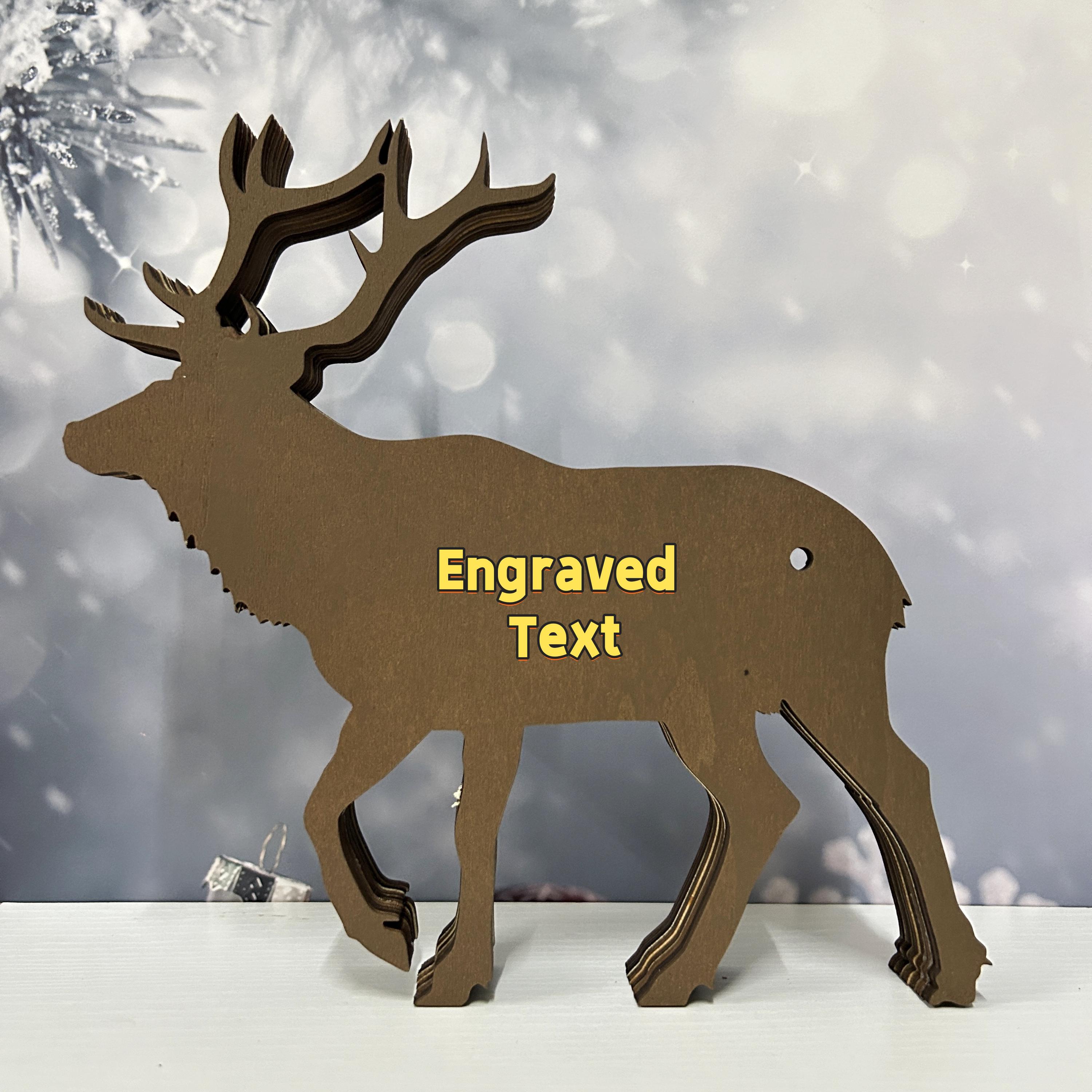 Custom 3D Carved Wooden Reindeer Ornaments With Lights,wooden Reindeer ...