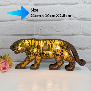 Custom Wooden Handcarved 3D Tiger With LED Lights,wooden Tiger Desk ...