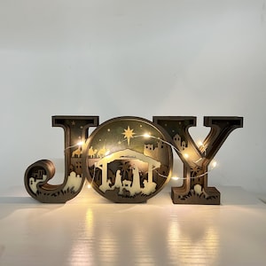 3D Carved Wooden JOY Letter Ornaments,wooden JOY Sign Lamp, JOY Desk ...