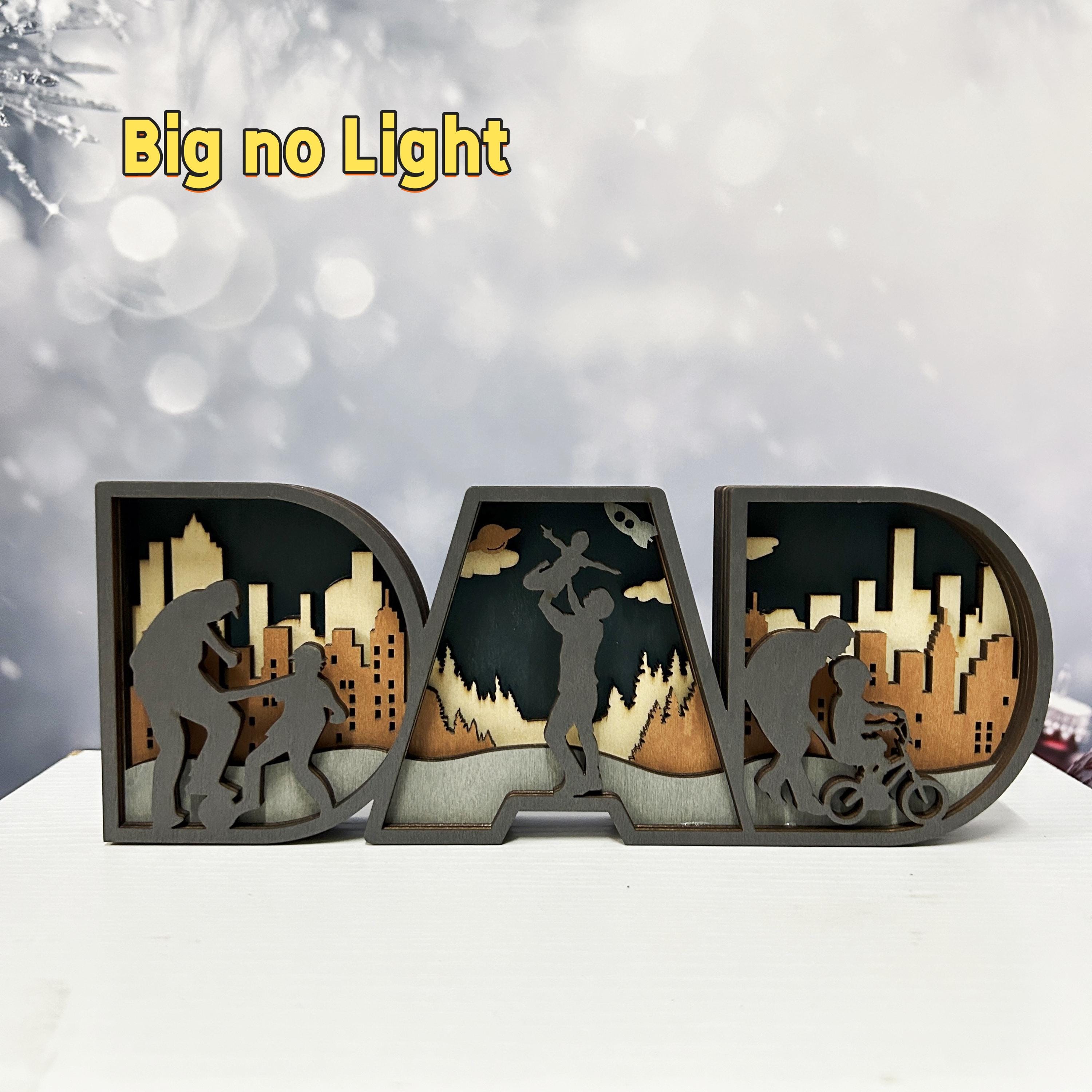 3D Carved Wooden DAD Sign Ornaments,wooden DAD Lights,wooden Desk Decor ...