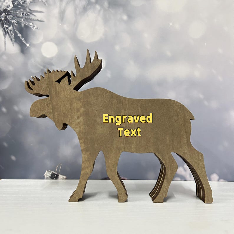 Custom 3D Carved Wooden Moose Decor With Lights,wooden Moose,wooden ...