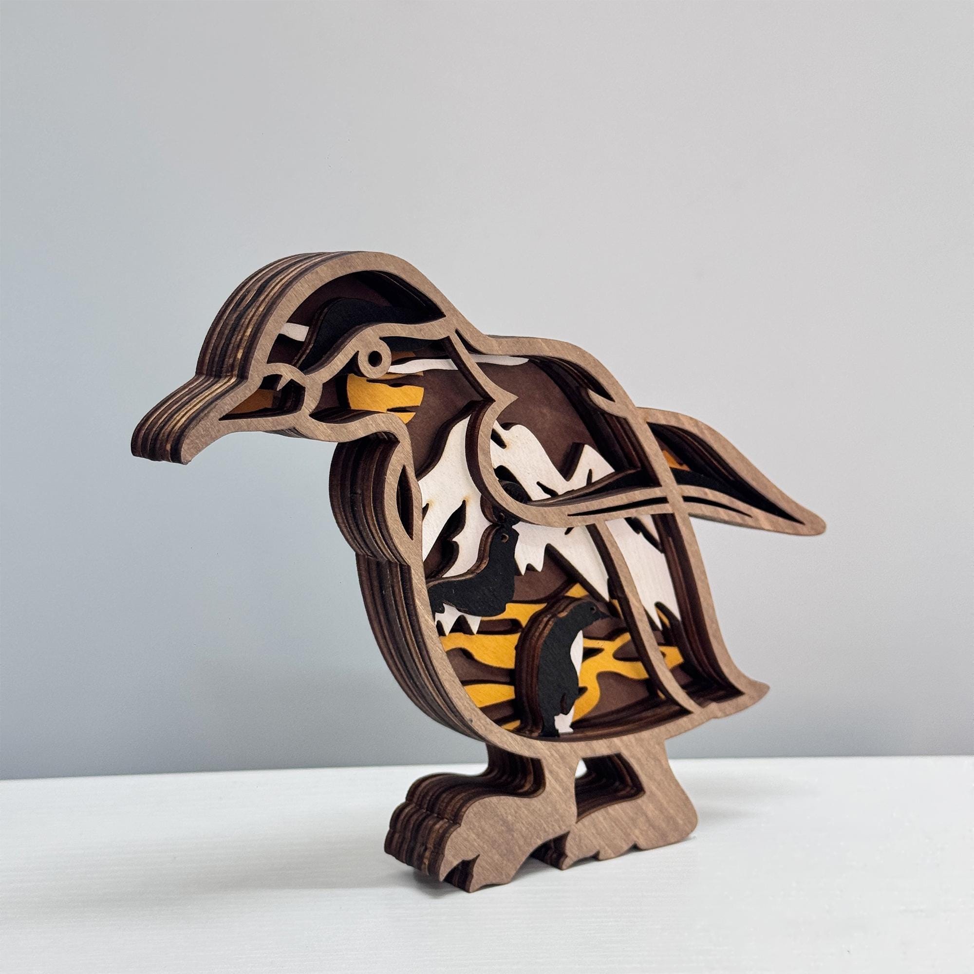Custom 3D Hand-carved Wooden Penguin Desk Ornament With Lights,wooden ...