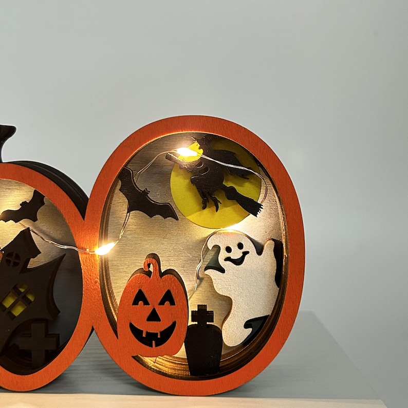 3D Carved Wooden BOO Letter Pumpkin Light,wooden BOO Decor,wooden ...