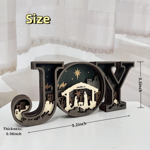 3D Carved Wooden JOY Letter Ornaments,wooden JOY Sign Lamp, JOY Desk ...