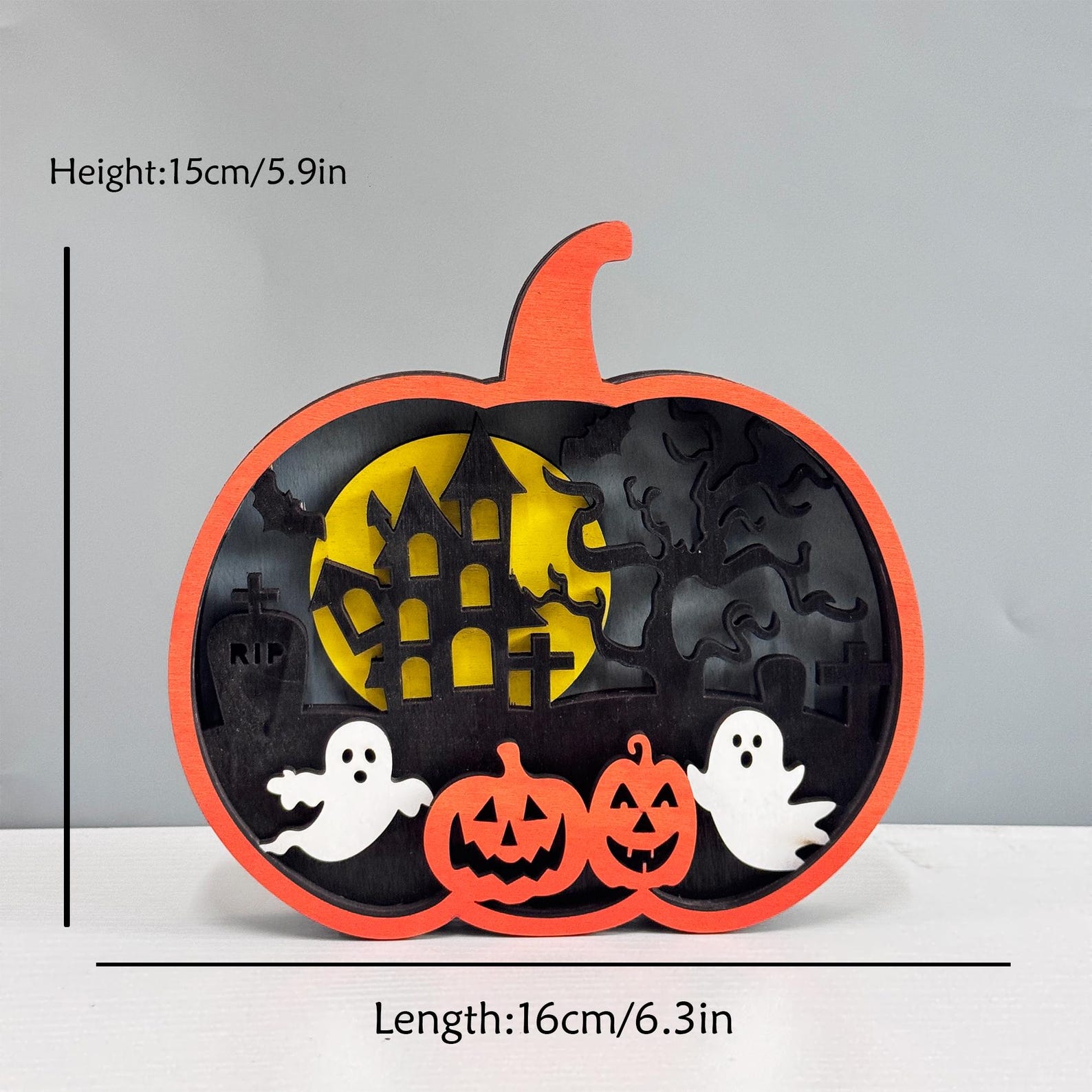 Custom Halloween 3D Wooden Pumpkin/bat Desk Decor With Lights,halloween ...