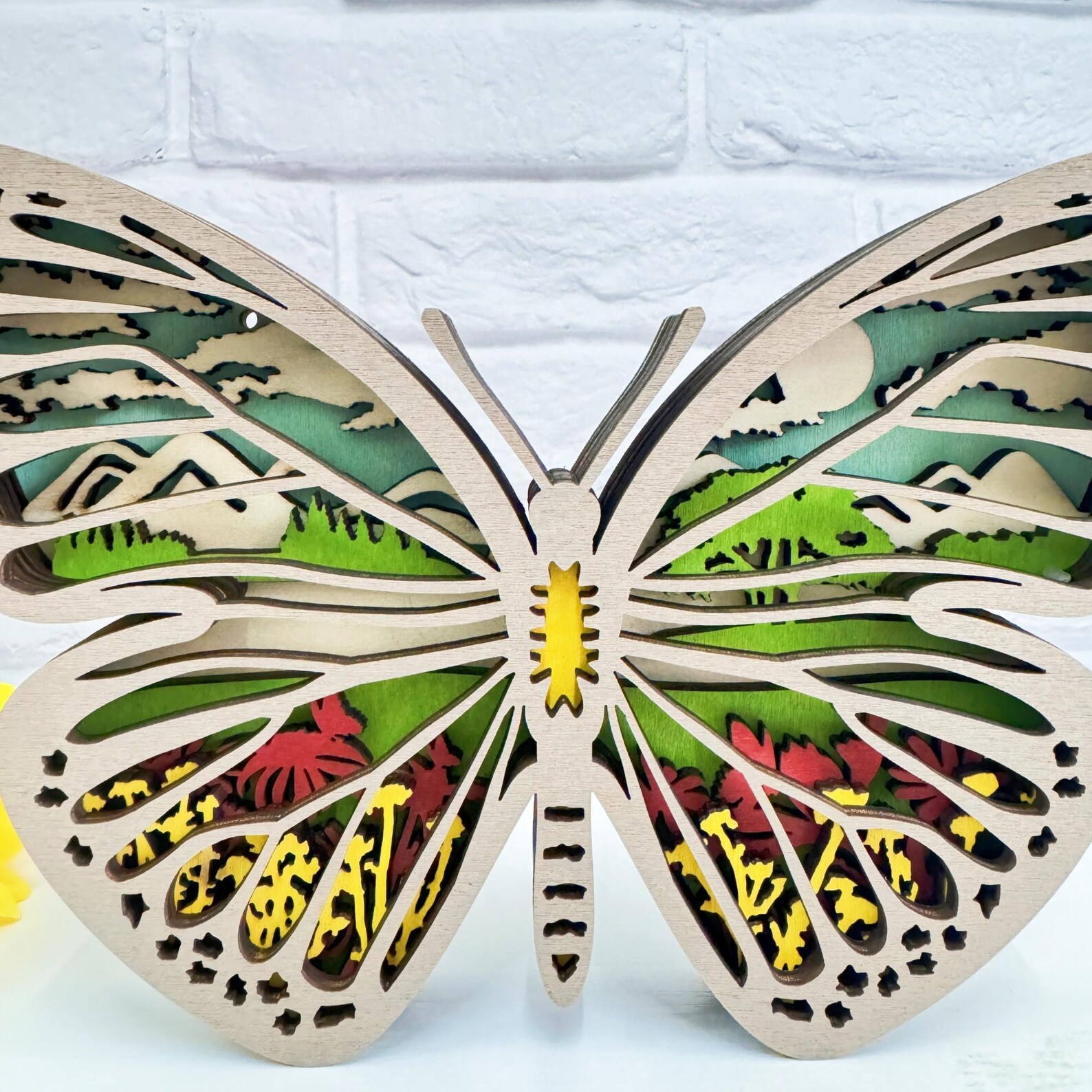 3D Hand-carved Wooden Butterfly Desk Ornament With Light-wooden ...