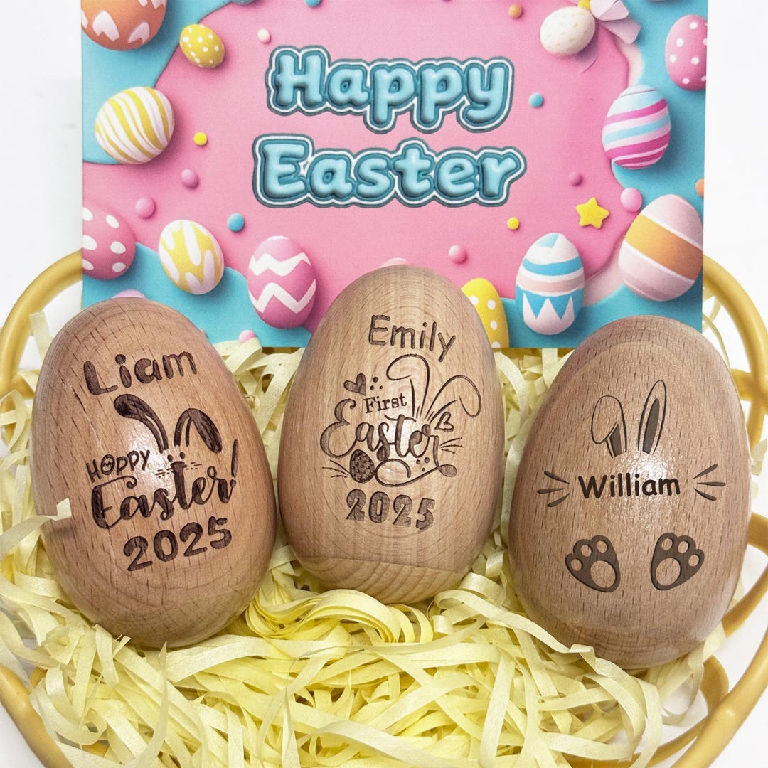 Custom Wooden Easter Eggs Shaker,wooden Musical Egg Shaker,engraved Egg ...