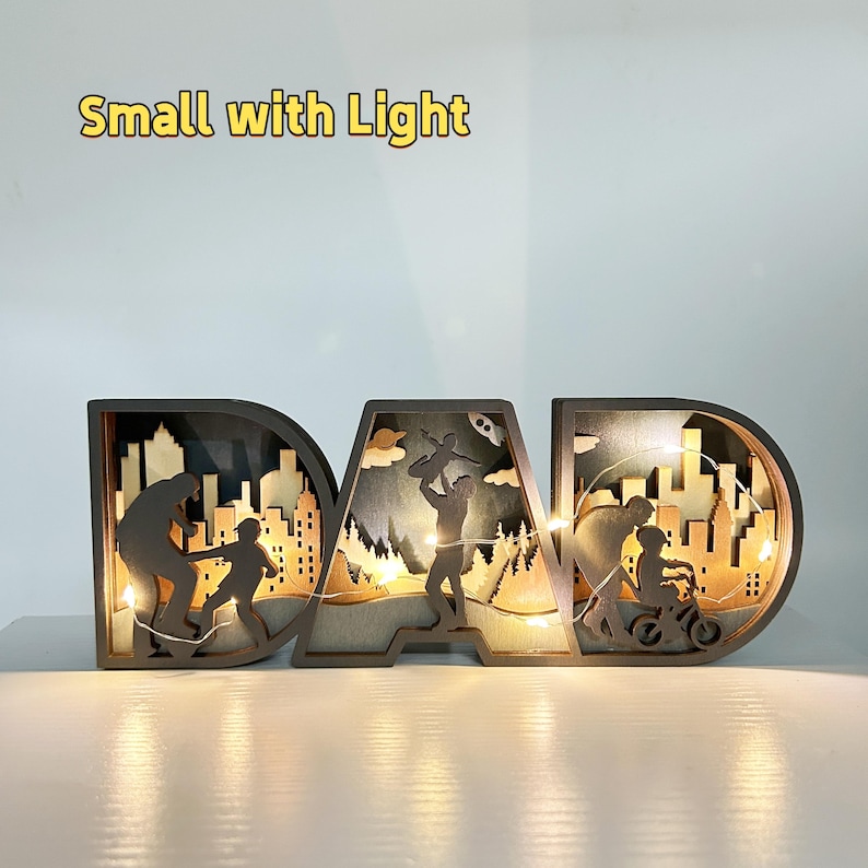 3D Carved Wooden DAD Sign Ornaments,wooden DAD Lights,thanksgiving ...