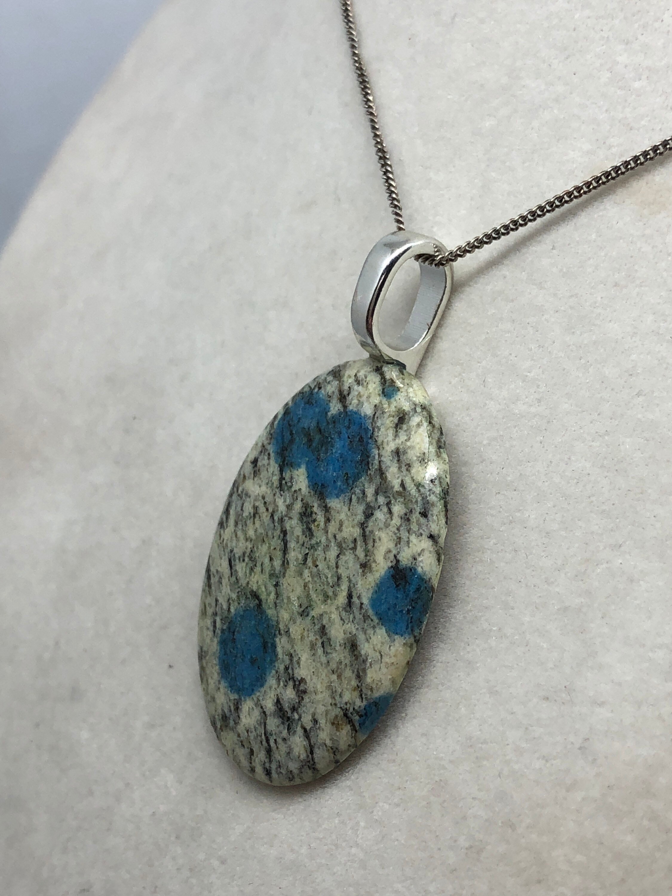 Rare and Unique K2 Stone Azurite in Granite Pendant With Glue on SS ...
