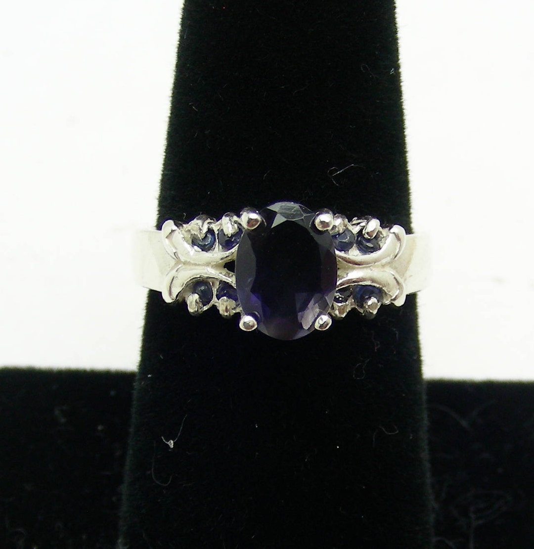 Genuine Iolite Oval With Sapphire Accents SS Ring - Etsy UK