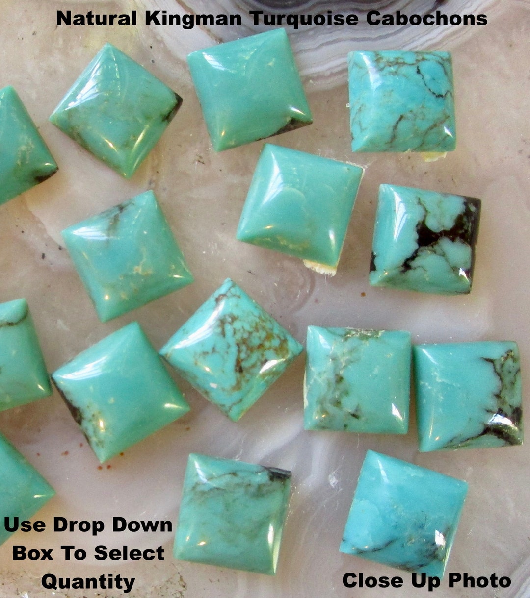 10mm Square Kingman Turquoise Cabochon, Arizona Turquoise, Loose ...