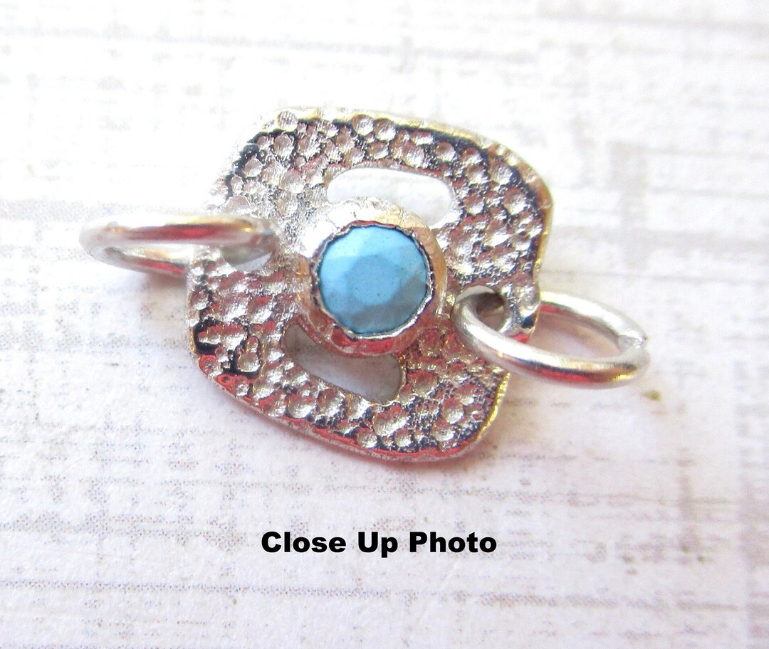Sterling Silver Turquoise Connector Charm, Tiny Gemstone Spacer Pendant ...