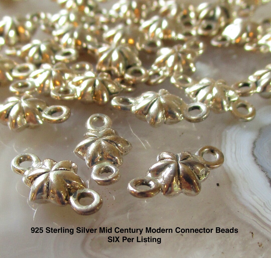 Set of 6 Celestial Star Sterling Silver Spacer Connector, Puffy Mid ...