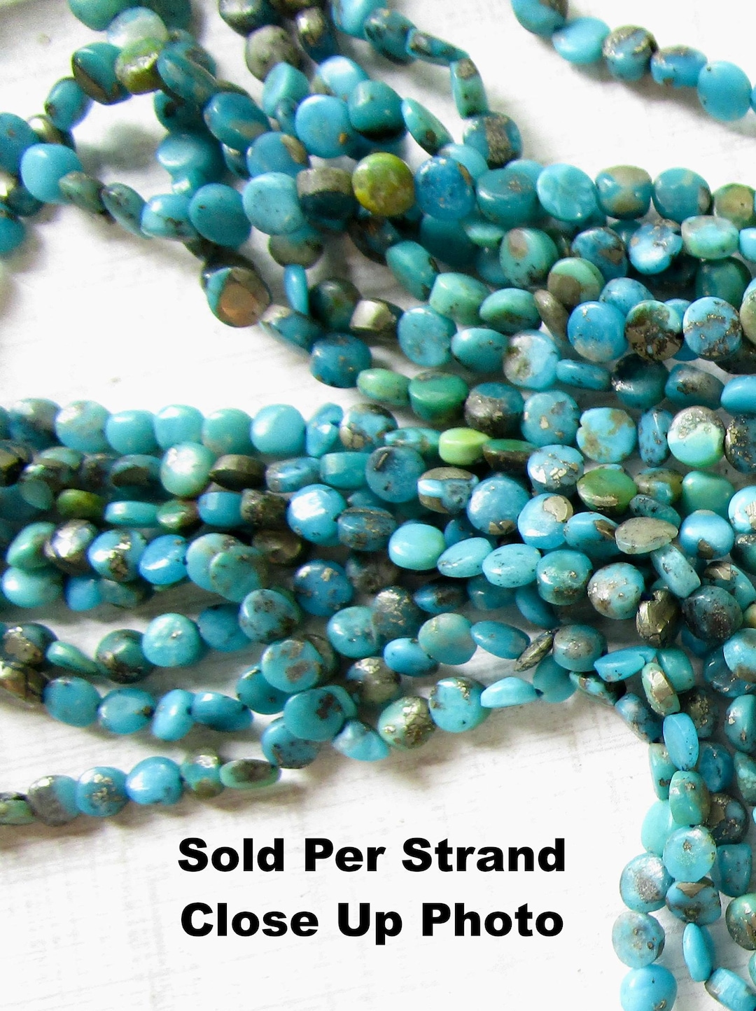 Natural Arizona Turquoise With Pyrite Matrix Beads, 4mm Tiny Round Coin ...