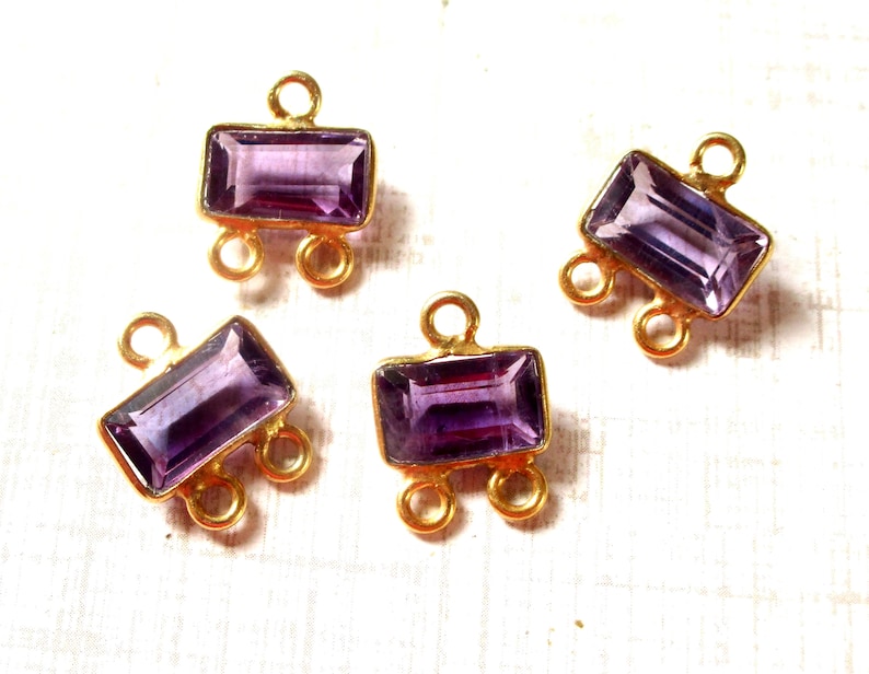 Natural Amethyst Double Drop Loop Spacer Link Connector 18k - Etsy