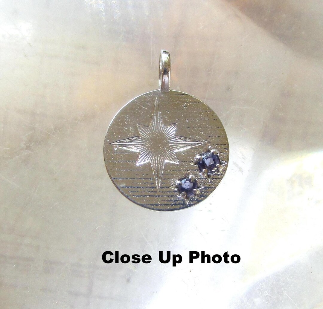 Celestial Mariner Star Sterling Silver Charm, Natural Iolite Gemstone ...