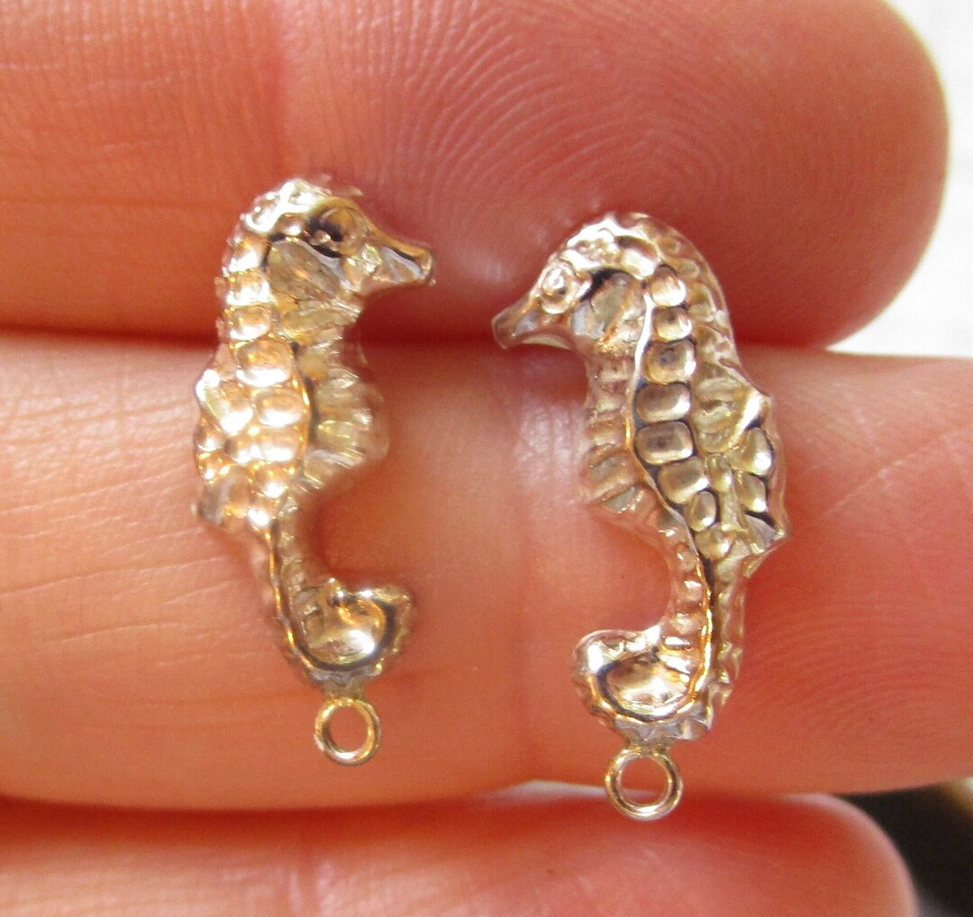 Sterling Silver Seahorse Post Stud Earring Pair, Beach Lover Gift DIY ...