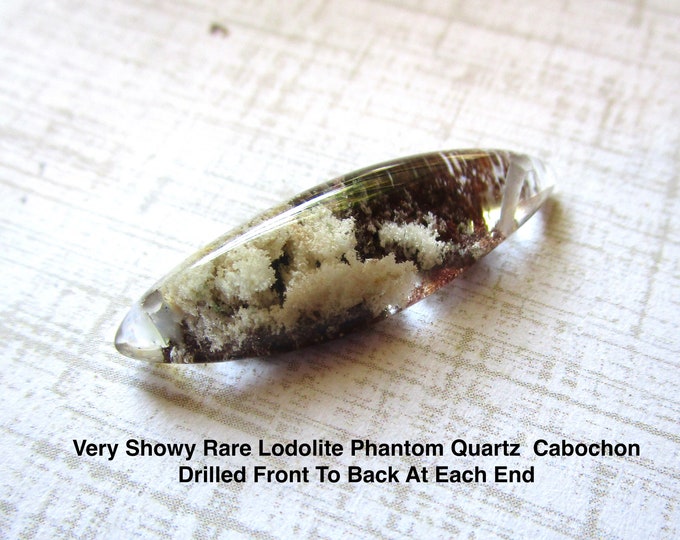 Specimen Rare Fossil Phantom Lodolite Quartz, Double Drilled Cabochon ...