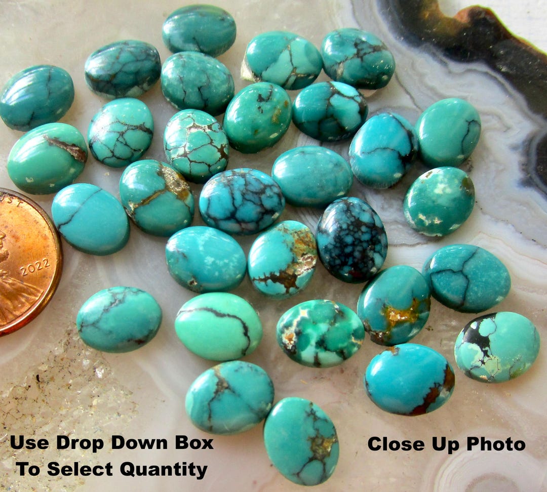Spider Web Turquoise Cabochon: Natural Oval Gemstone (8mm-10mm) - Etsy