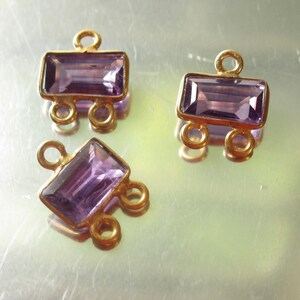 Natural Amethyst Double Drop Loop Spacer Link Connector, 18k Gold ...
