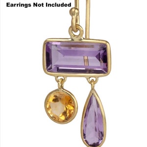 Natural Amethyst Double Drop Loop Spacer Link Connector, 18k Gold ...