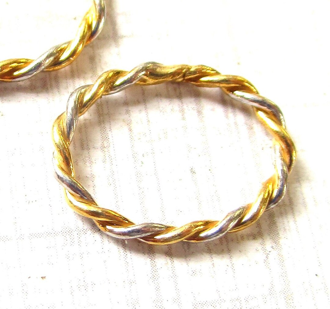 Set of 2 Big Jump Rings Twisted Sterling Silver 18K Gold, 16mm X 12mm ...