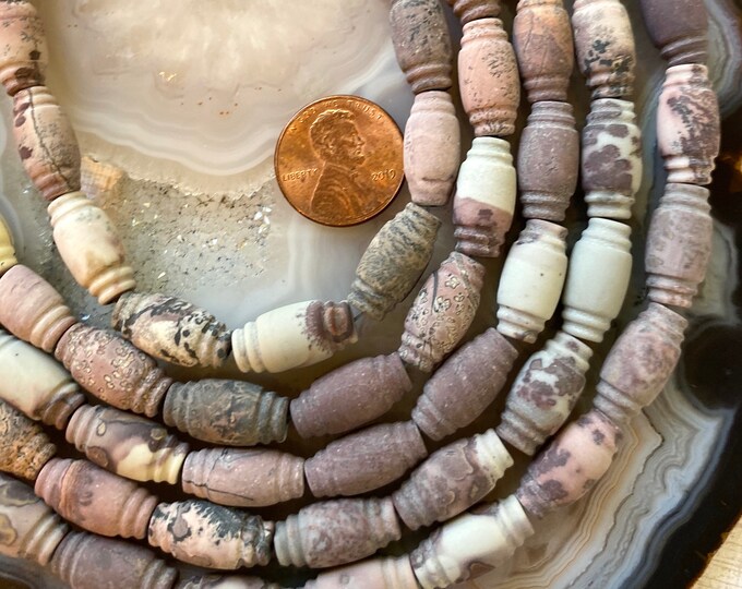 Matte Artistic Jasper Beads 8mm X 16mm Carved Barrel, Natural Pink ...