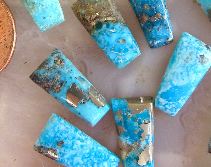 Rare Morenci Turquoise Pyrite Matrix Cabochon 7mm X 14mm, Old Arizona ...