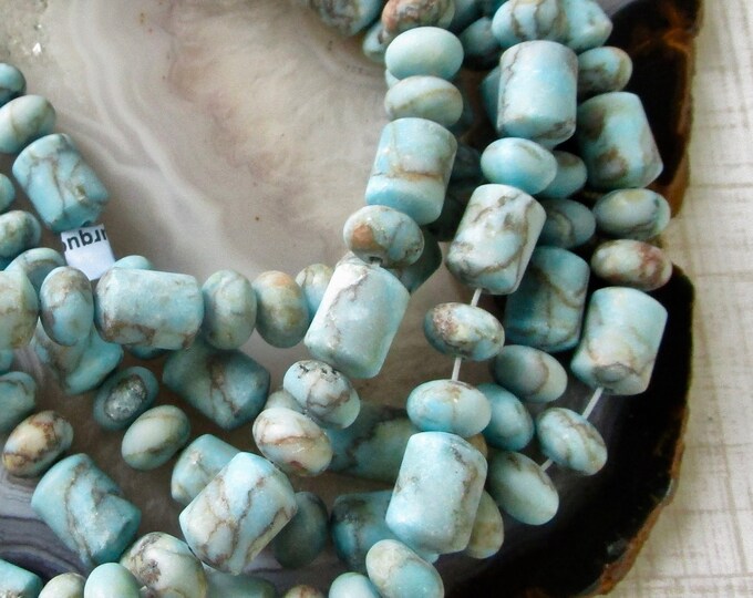 Matte Turquoise Blue Jasper Rondelle Barrel Beads , 8mm 12mm Matte Blue ...