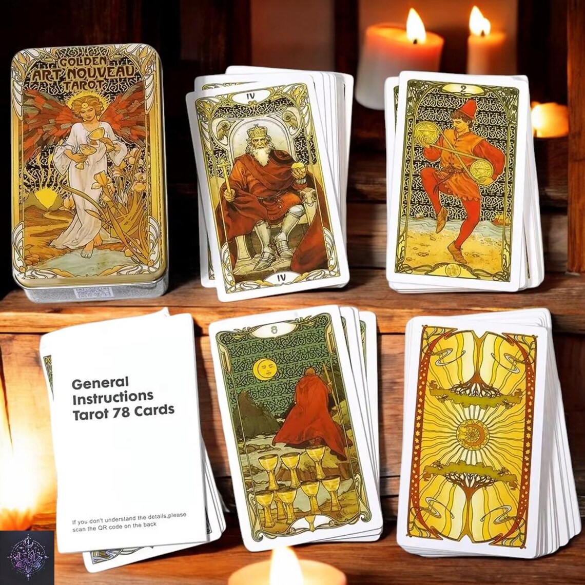 Tarot Deck With Guidebook, Golden Tarot Deck,oracle Card Deck,mystical ...