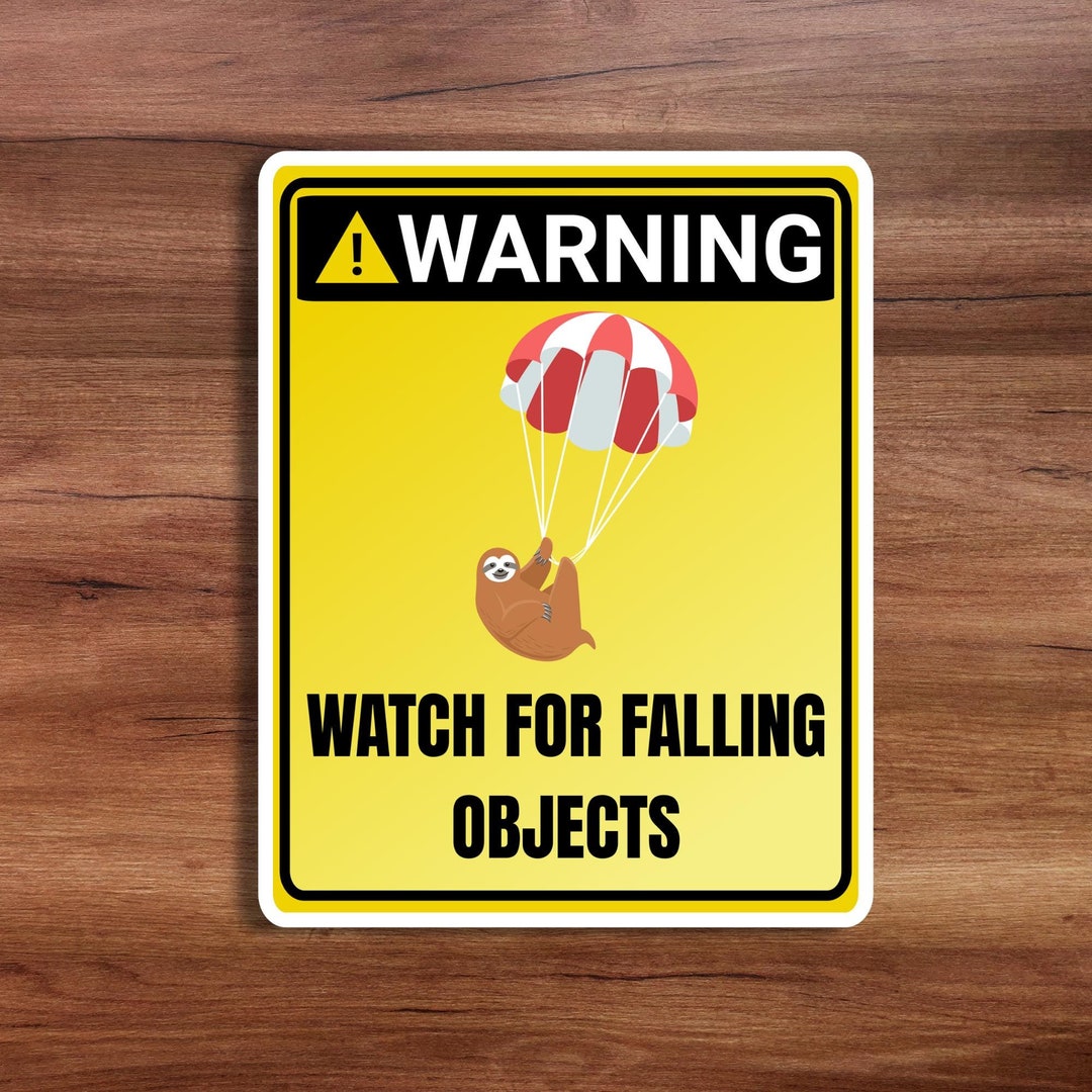 Falling Objects Cute Sloth Skydiving Sticker, Vinyl Luggage Sticker ...